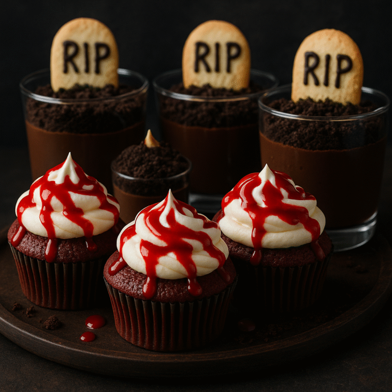 Best Red Velvet Cupcakes: "Blood" Frosting & Pudding Cups